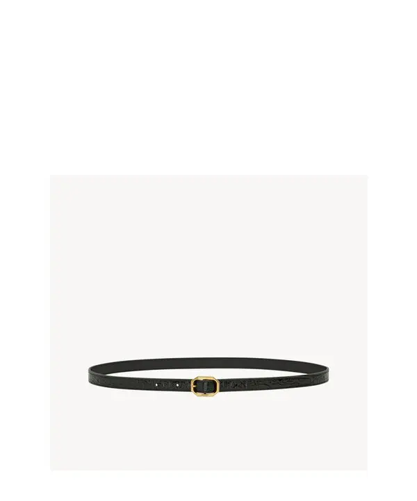 Saint Laurent Thin Croc-embossed Leather Belt