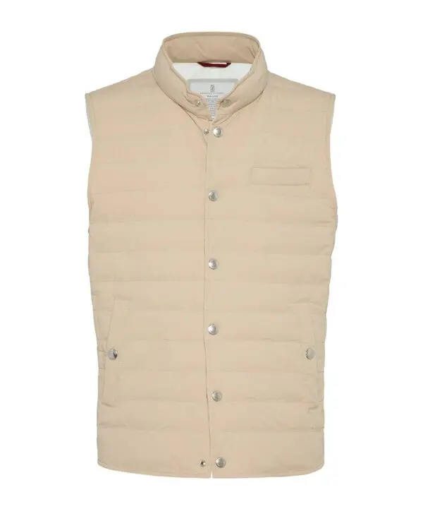 Brunello Cucinelli High-neck Padded Gilet - Brown