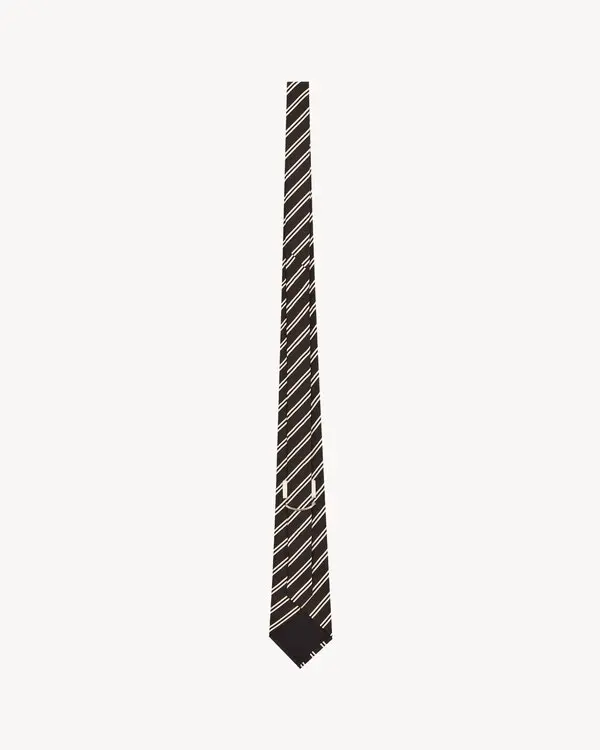 Saint Laurent Silk Jacquard Striped Neck Tie