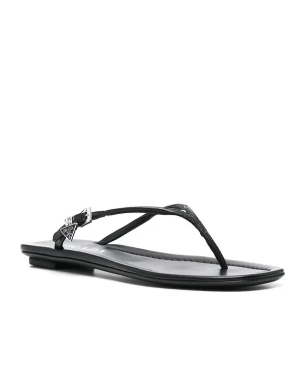 Prada Triangle Logo Thong Slides