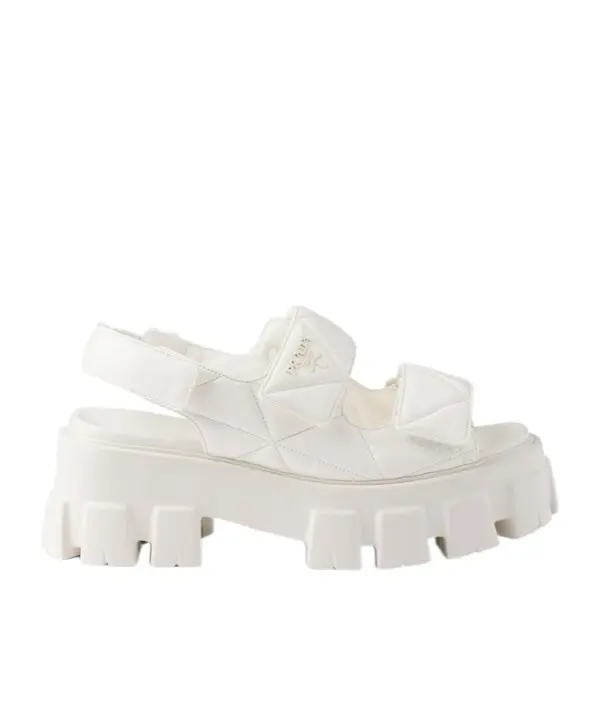 Prada Quilted Logo Flatform Sandals