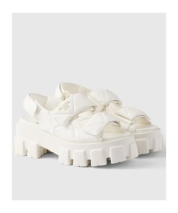 Prada Quilted Logo Flatform Sandals