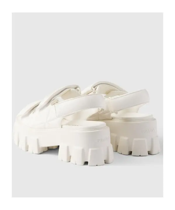 Prada Quilted Logo Flatform Sandals