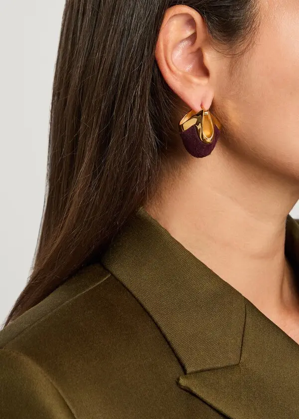 Khaite 18kt Gold-plated Lotus Earrings With Suede Detail