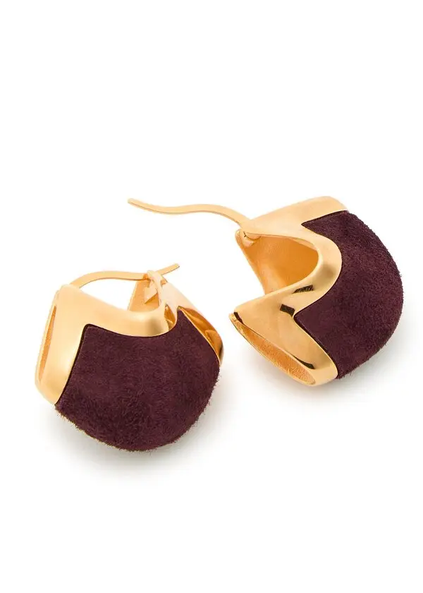 Khaite 18kt Gold-plated Lotus Earrings With Suede Detail