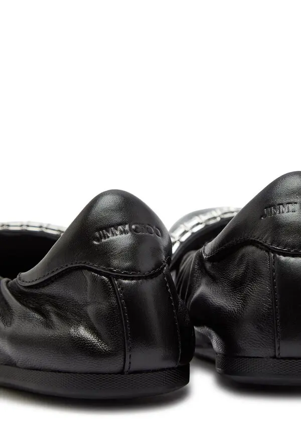 JIMMY CHOO Jade Crystal-embellished Leather Ballet Flats - Black