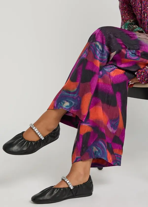 JIMMY CHOO Jade Crystal-embellished Leather Ballet Flats - Black