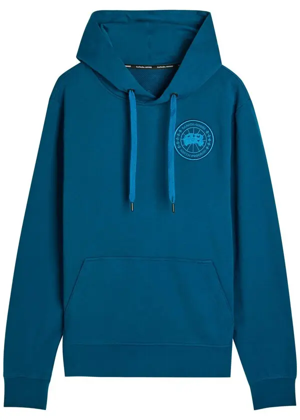 Canada Goose Hooded Embroidered Cotton Sweatshirt - Dark Blue