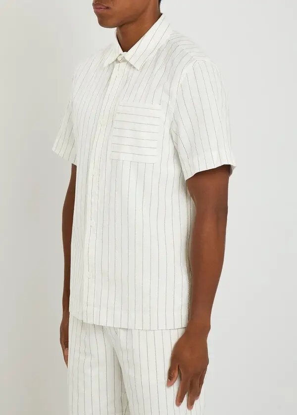 CHE Franklin Striped Cotton And Linen-blend Shirt