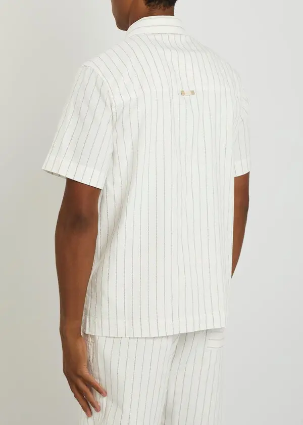 CHE Franklin Striped Cotton And Linen-blend Shirt