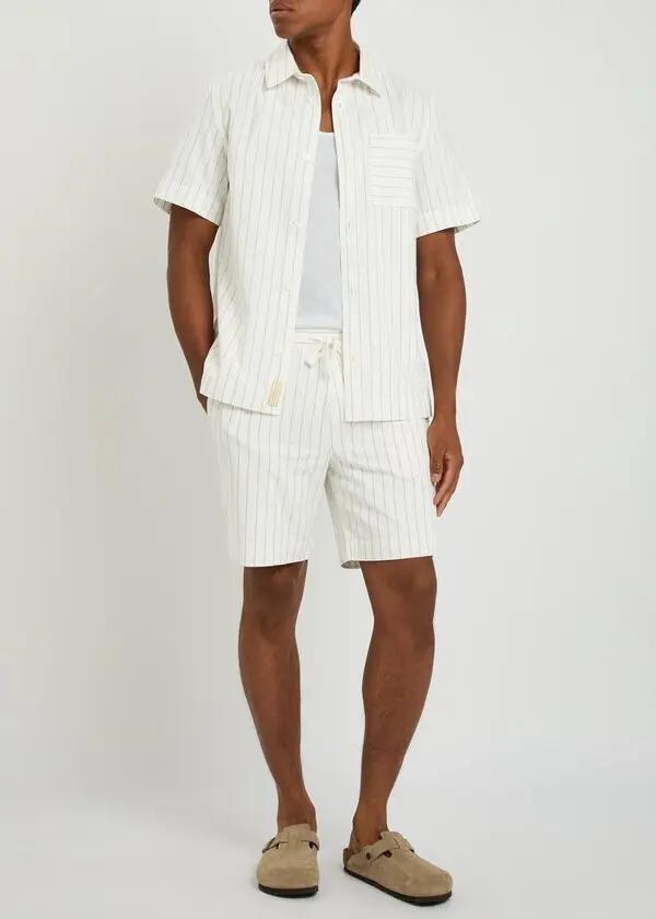 CHE Franklin Striped Cotton And Linen-blend Shirt
