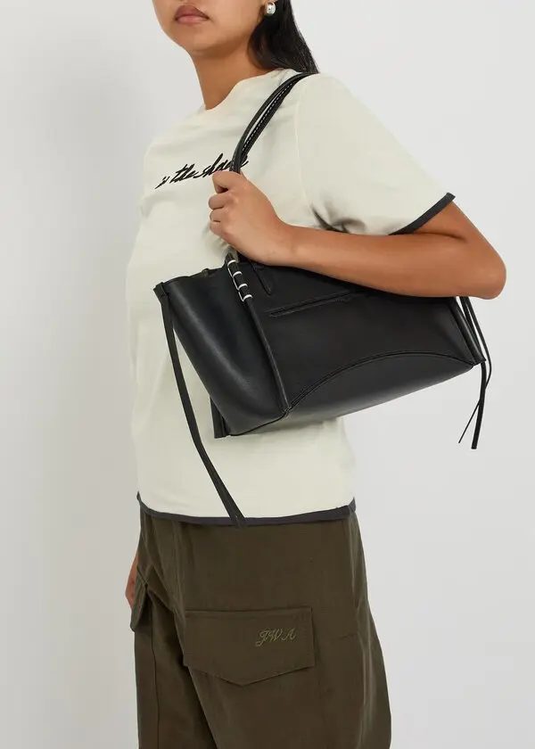 JW Anderson Elongated Loafer Leather Tote Bag - Black