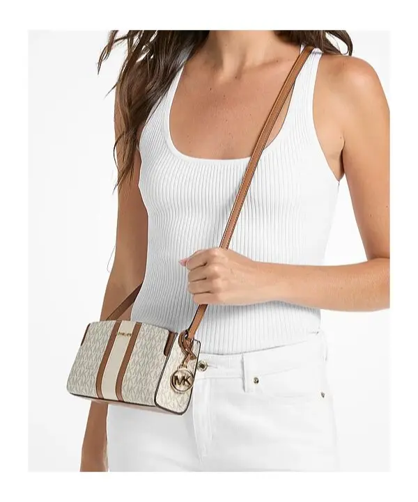 Michael Kors Becca Small Signature Logo Stripe Crossbody Bag