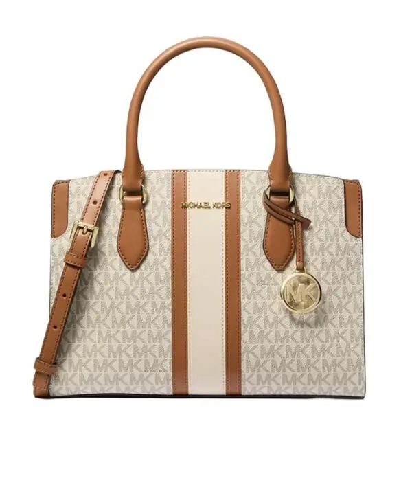 Michael Kors Becca Medium Signature Logo Stripe Satchel