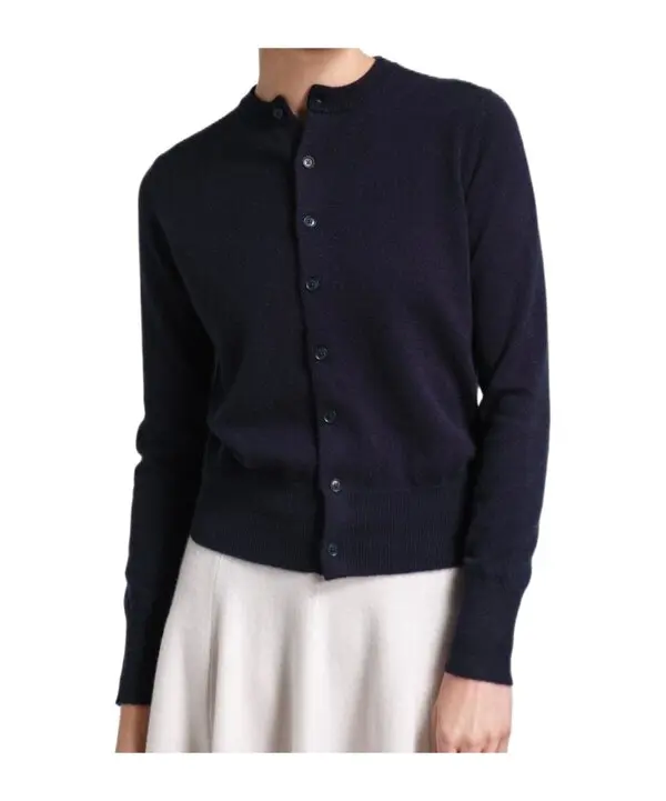 Extreme Cashmere Long-sleeved Knitted Cardigan - Navy Blue