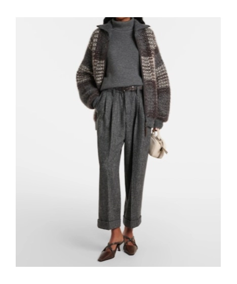 Brunello Cucinelli Pleated Wool-blend Tapered Pants