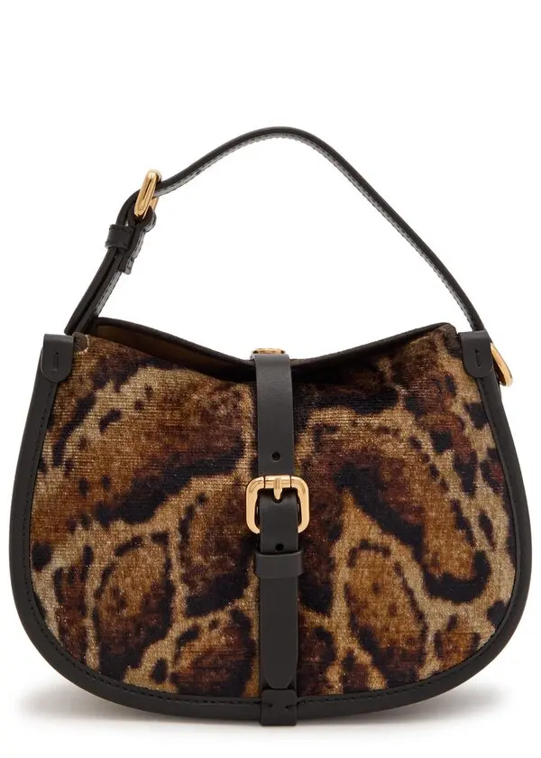 Etro Leopard Velvet And Leather Cross-body Bag - Multicoloured