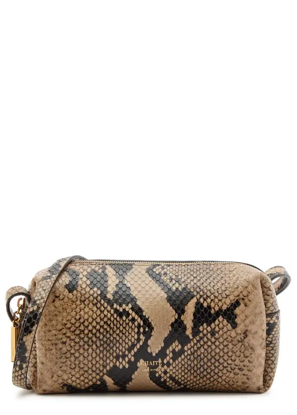 Khaite Kye Mini Snake-effect Leather And Suede Cross-body Bag - Multicoloured 1