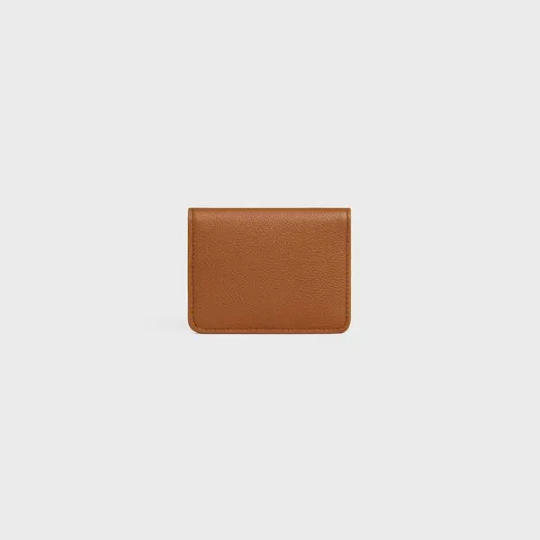 Celine Bi-fold Card Holder Triomphe Stamp In Supple Grained Calfskin