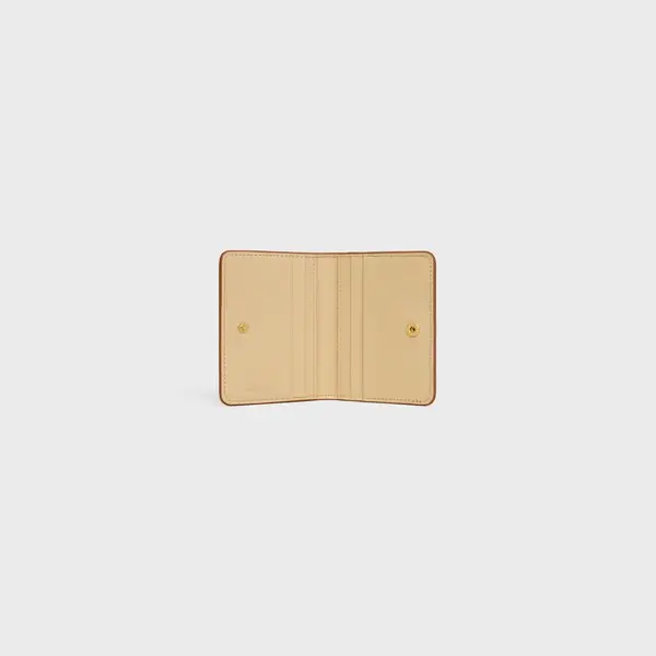 Celine Bi-fold Card Holder Triomphe Stamp In Supple Grained Calfskin