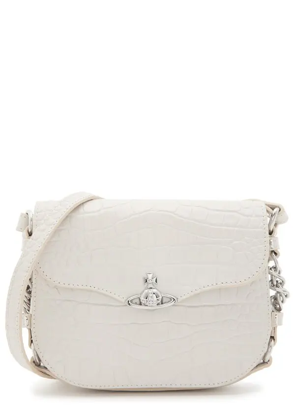 VIVIENNE WESTWOOD Hunter Crocodile-effect Leather Cross-body Bag - White