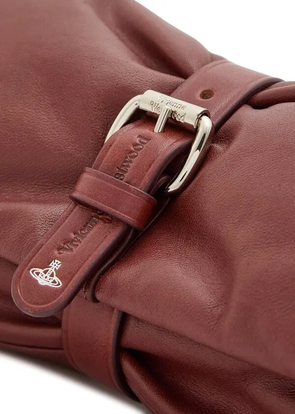 VIVIENNE WESTWOOD Padded Leather Clutch With Logo Detail - Brown