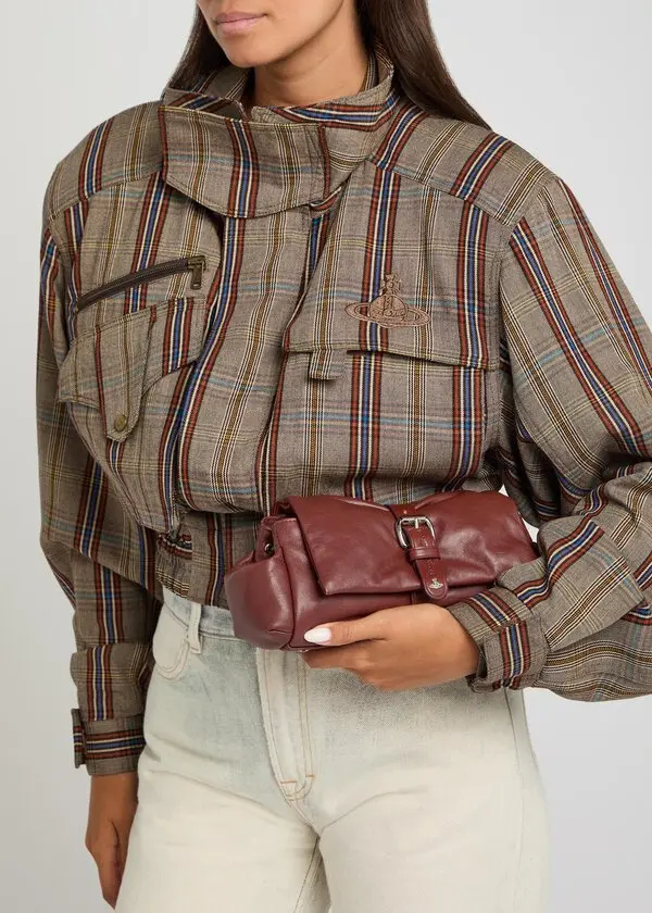 VIVIENNE WESTWOOD Padded Leather Clutch With Logo Detail - Brown