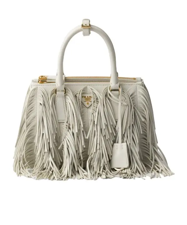 Prada Galleria Small Leather Bag With Fringe