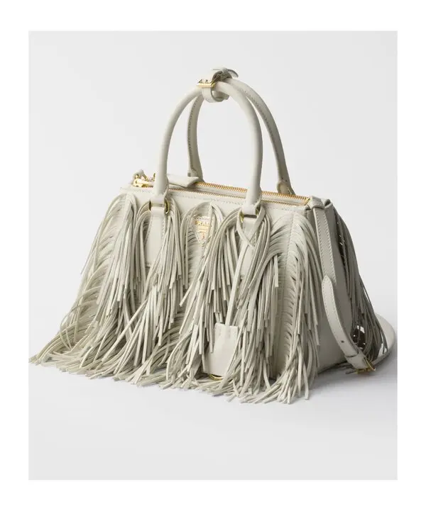 Prada Galleria Small Leather Bag With Fringe