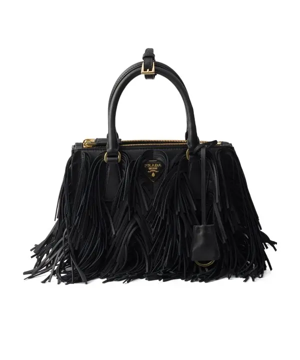 Prada Galleria Small Leather Bag With Fringe