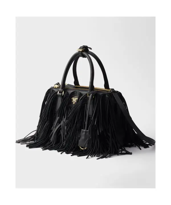 Prada Galleria Small Leather Bag With Fringe