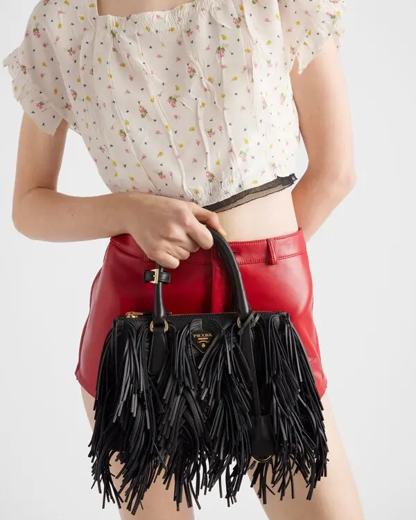 Prada Galleria Small Leather Bag With Fringe