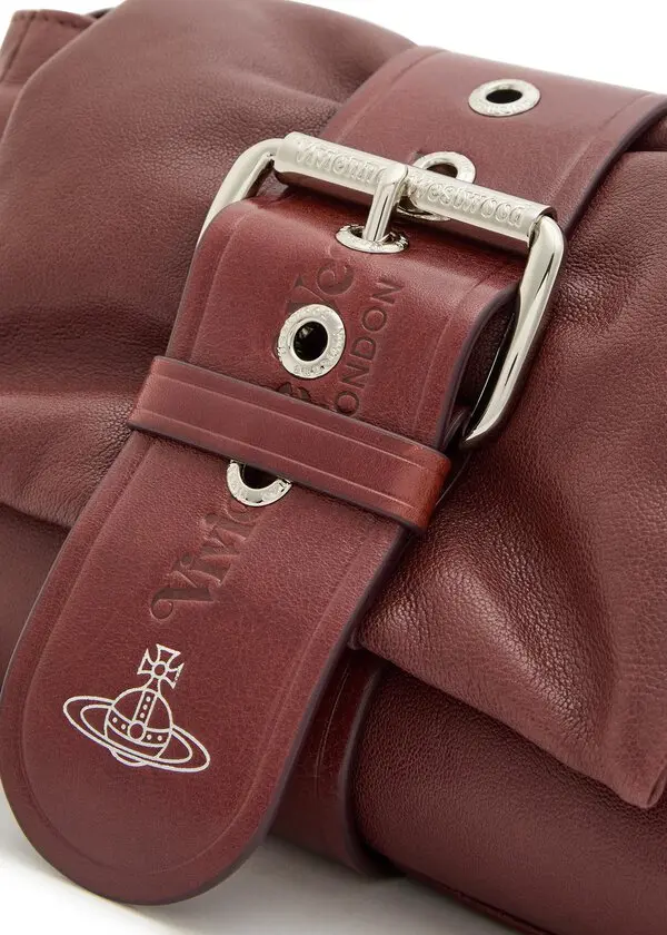 VIVIENNE WESTWOOD Leather Shoulder Bag With Buckle Detail - Brown