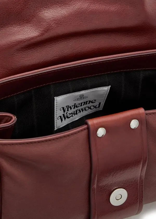 VIVIENNE WESTWOOD Leather Shoulder Bag With Buckle Detail - Brown