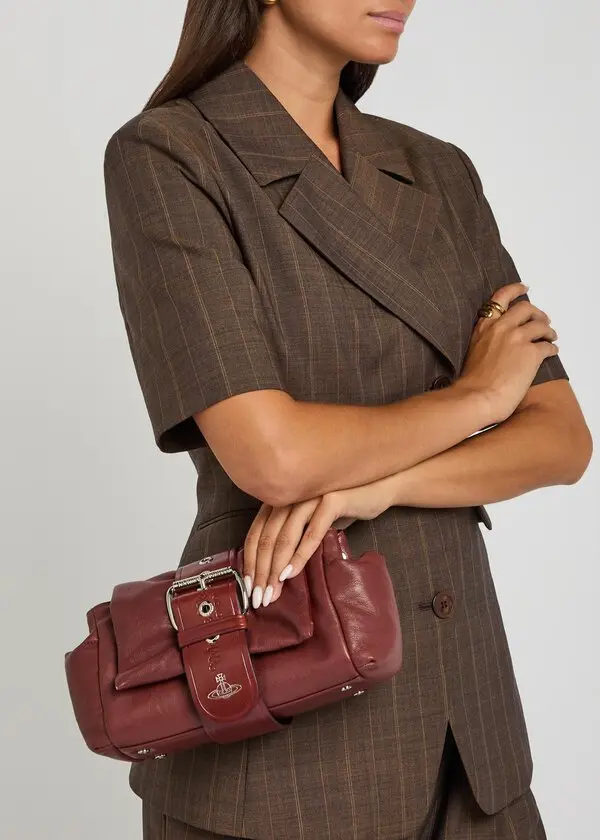 VIVIENNE WESTWOOD Leather Shoulder Bag With Buckle Detail - Brown