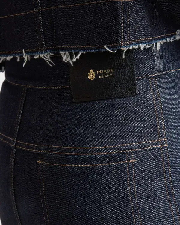 Prada Denim Pencil Skirt With Contrast Stitching - Navy Blue