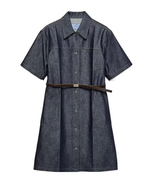 Prada Belted Denim Dress