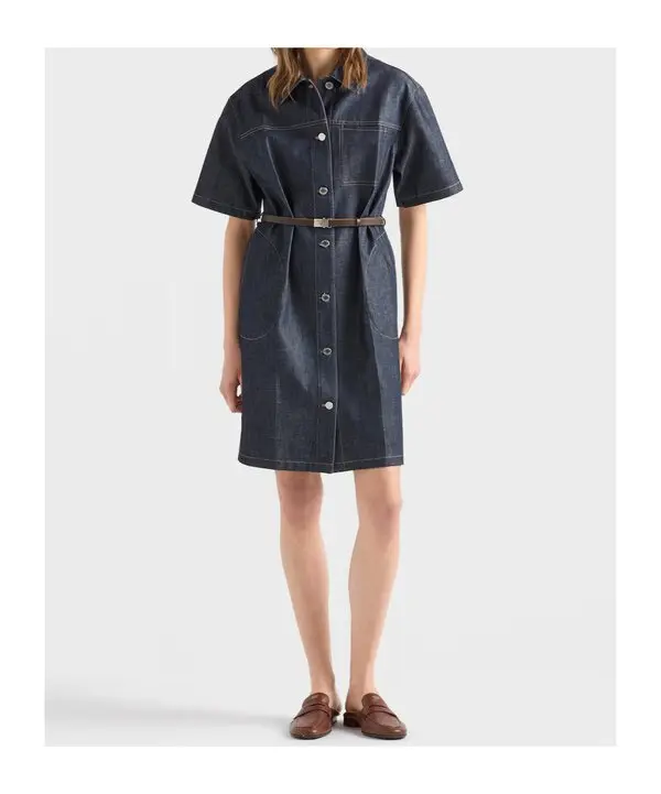 Prada Belted Denim Dress