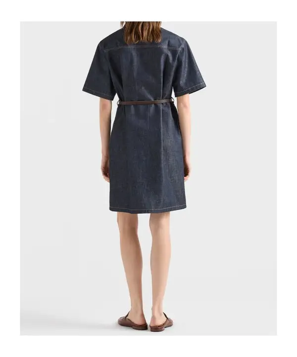 Prada Belted Denim Dress