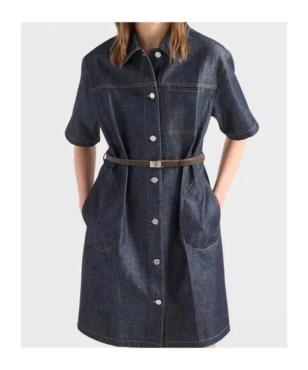 Prada Belted Denim Dress
