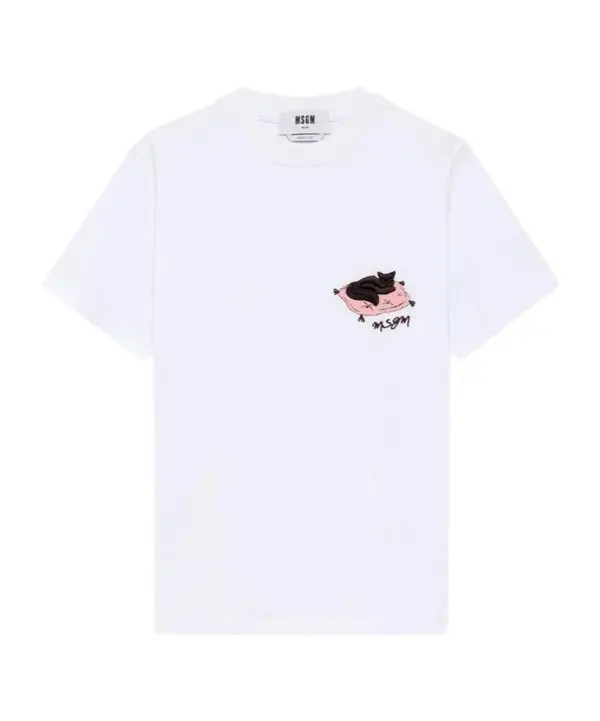 MSGM Embroidered Cat T-shirt