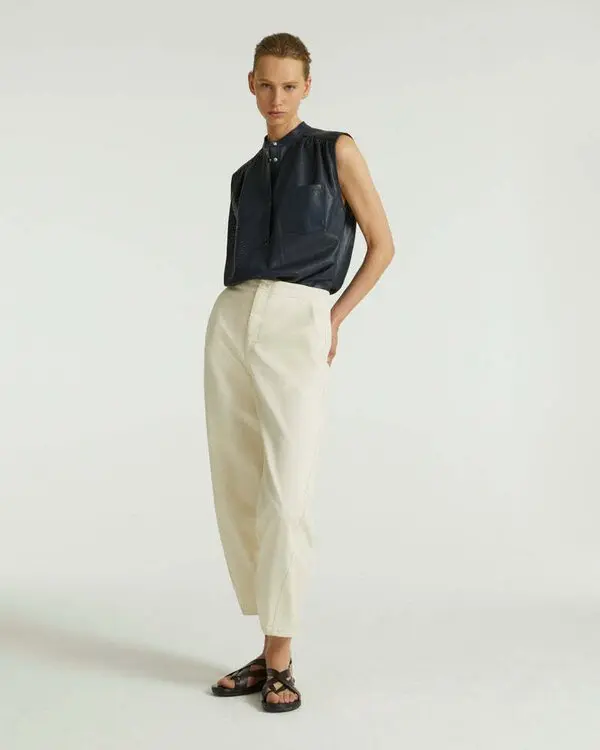 YVES SALOMON High-waisted Tapered Trousers - Nude
