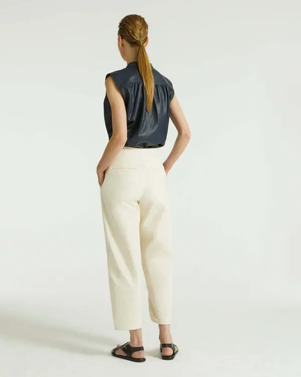 YVES SALOMON High-waisted Tapered Trousers - Nude