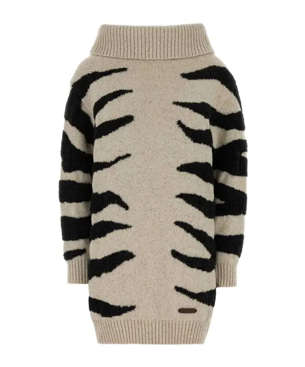 Moschino Zebra Print Sweater Dress - Sand-colored