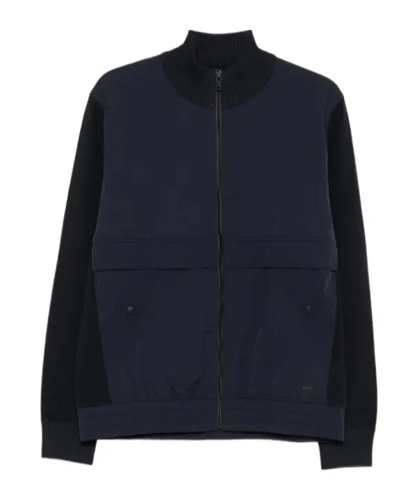 Hugo Boss Knitted-panel Zip-up Jacket