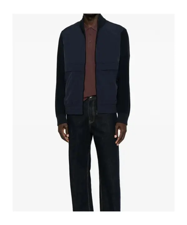 Hugo Boss Knitted-panel Zip-up Jacket