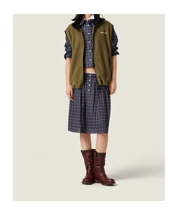 Miu Miu Fleece Zip-up Vest - Forest Green