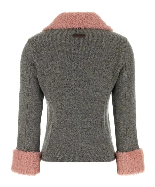 Moschino Single-breasted Sweater With Fur Trim