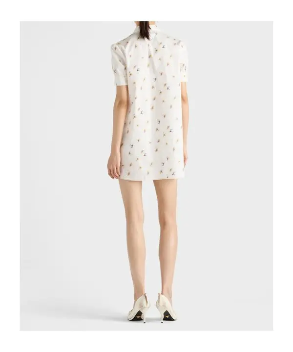 Prada Floral Print Poplin Mini Dress