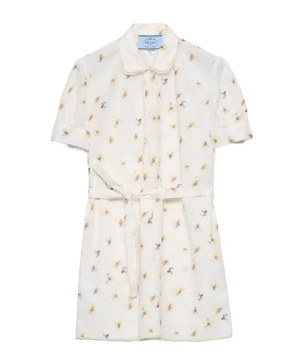 Prada Floral Print Poplin Mini Dress